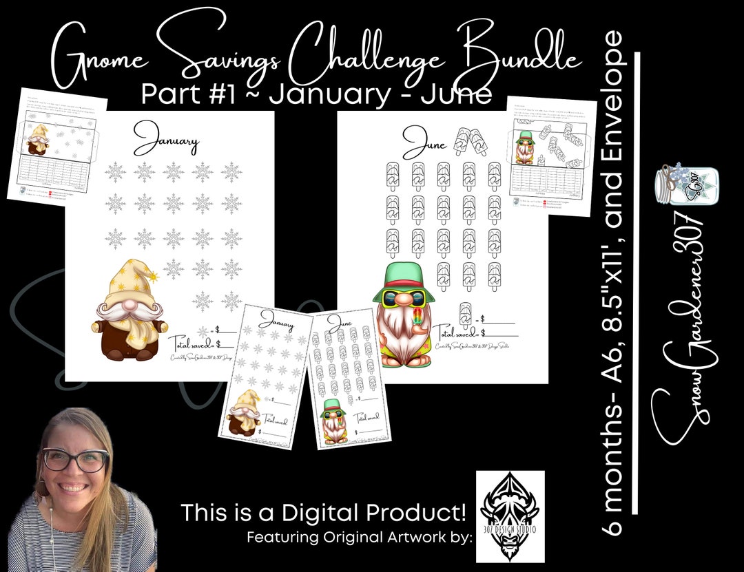 Gnome Savings Challenge: January-june Printable (digital Download) - Etsy