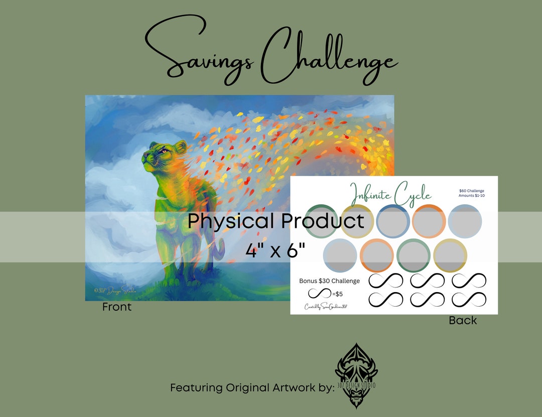 Infinite Cycle Savings Challenge: Scratch-off & Coloring (4"x 6") - Etsy