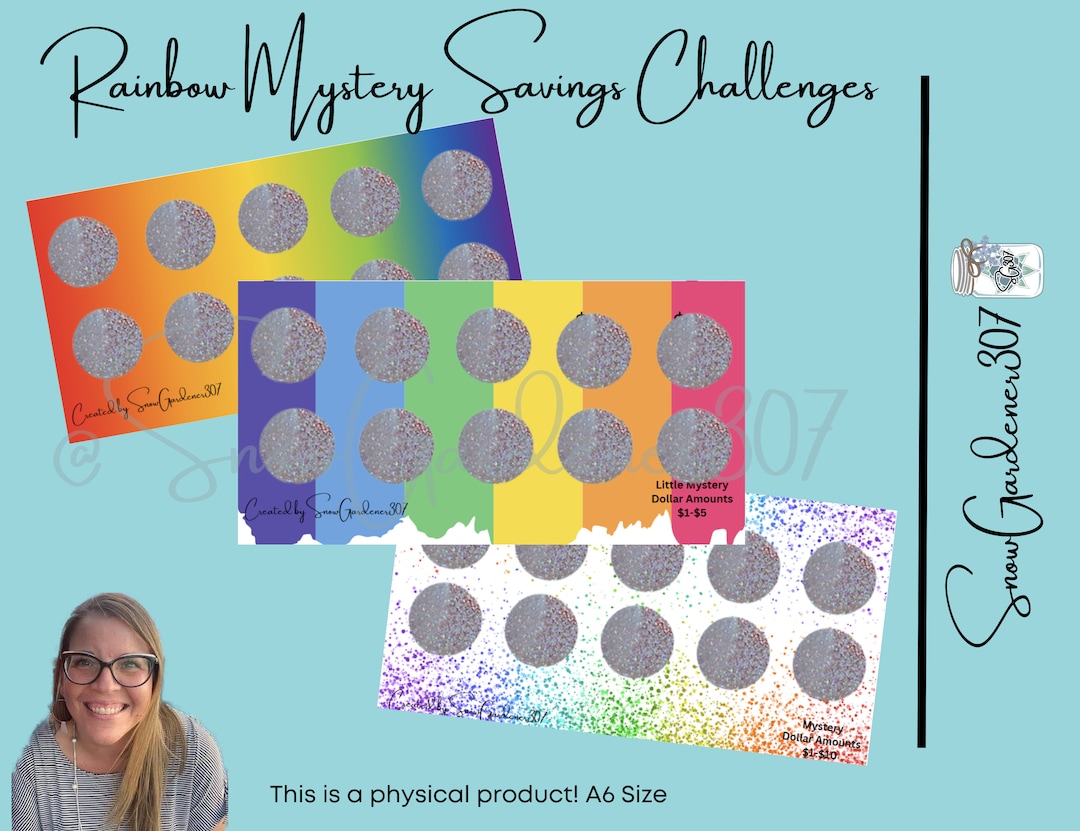 Laminated Rainbow Mystery Scratch-off Savings Challenges • Single or ...