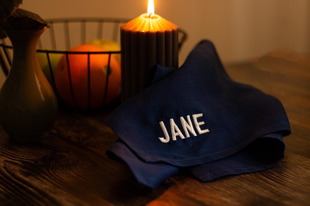 Blue Table Napkins for Events - Personalized Embroidered Dinner Napkins ...