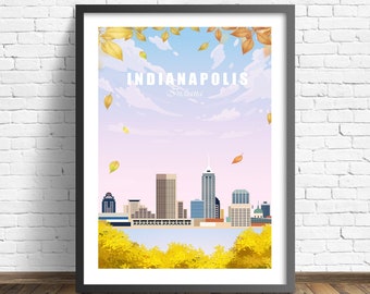 Indiana Travel Poster, Retro Style Indiana Art, Vintage Home Decor ...