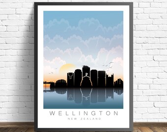 Wellington New Zealand Travel Poster Wall Art Wellington - Etsy