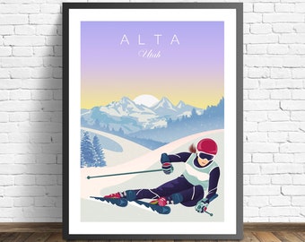 Alta Utah Poster, Utah Print, Alta Ski Resort Print, Skiing Poster ...