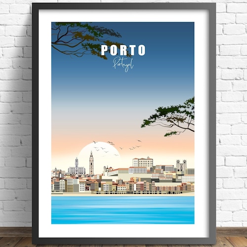 Porto Portugal Travel Poster / Porto Vintage Illustration / - Etsy