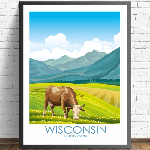 Retro Style Travel Poster Wisconsin Vintage Rustic Poster - Etsy