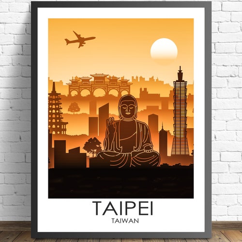 Taipei Taiwan Vintage Travel Poster - Etsy