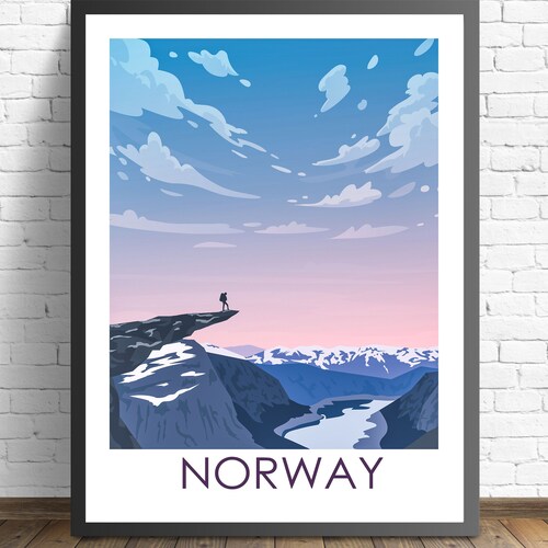 Travel Poster Norway Art Print Vintage Nordic Home Decor - Etsy