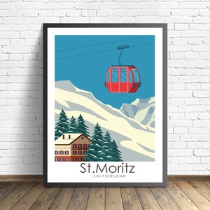St Moritz Resort Poster , Switzerland Print | Ski Poster - Etsy