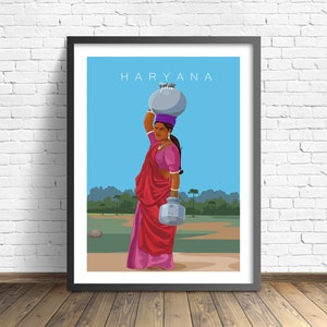 Haryana Travel Poster | India Print | Indian Women Art Print - Etsy