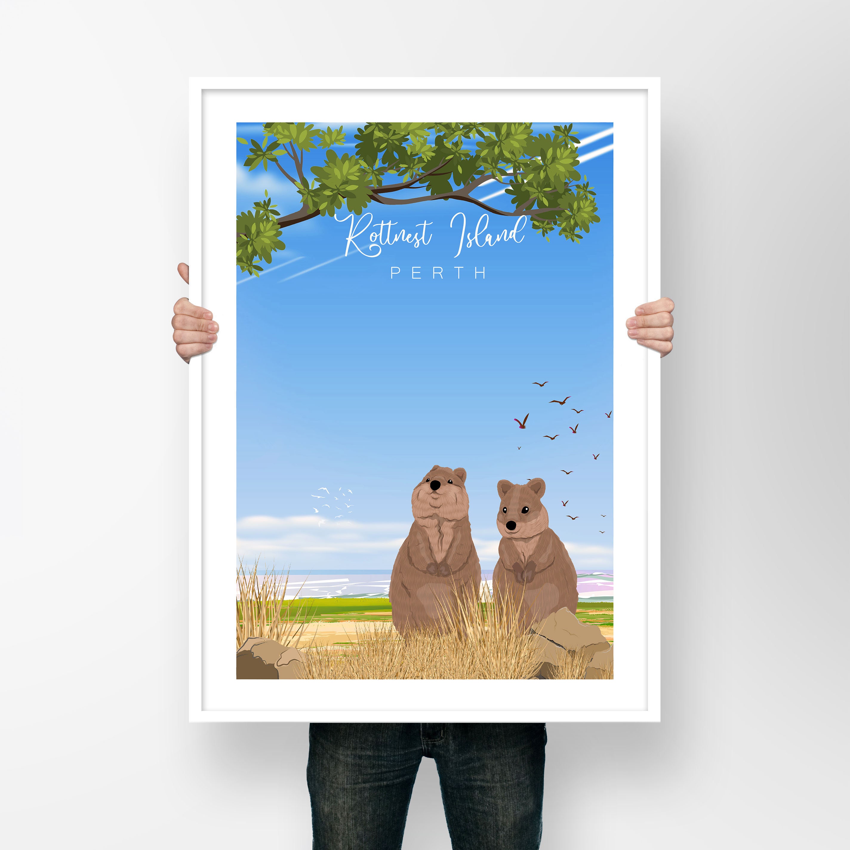 Rottnest Island Poster | Perth Travel Print | Quokka Wall Art - Etsy