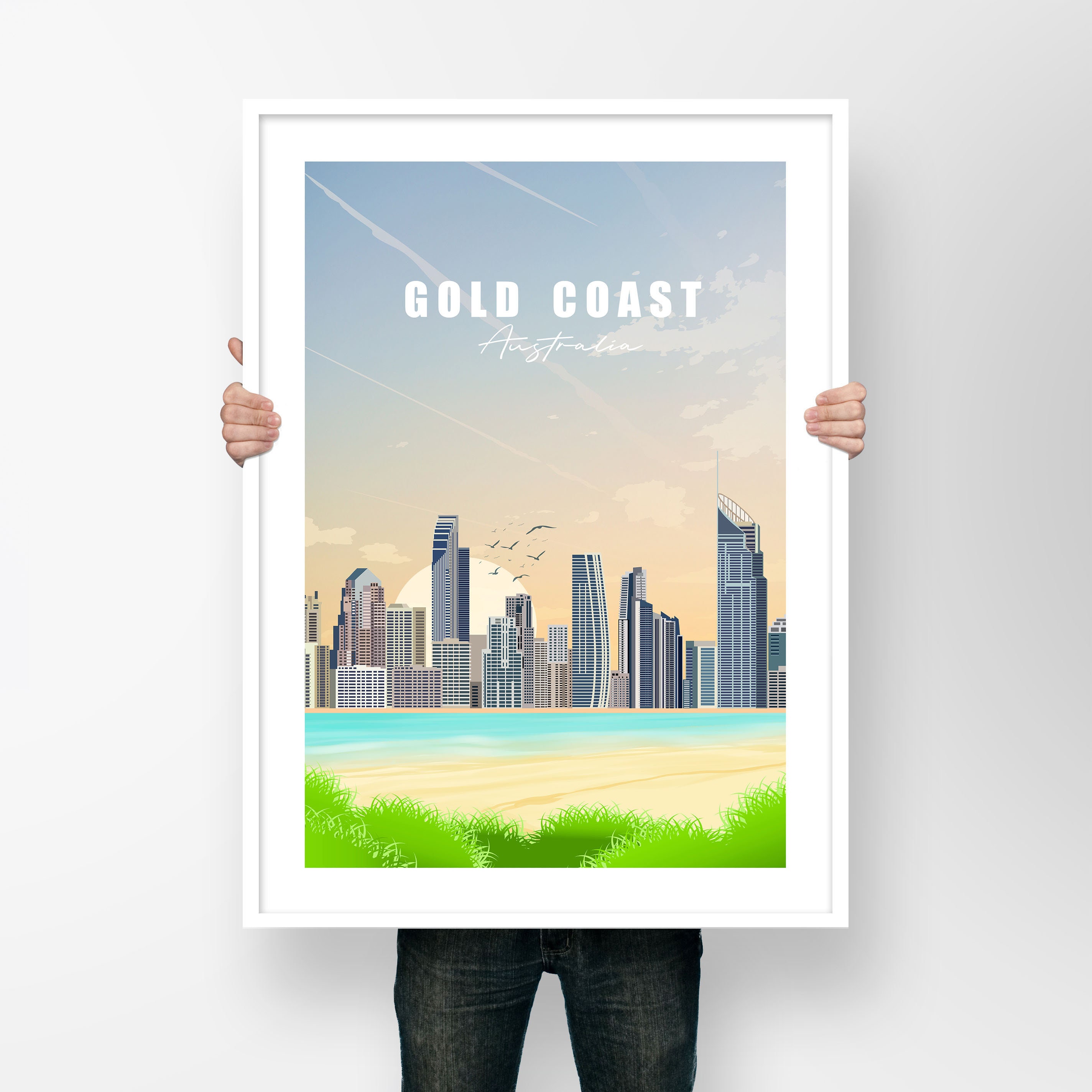 Gold Coast Travel Poster Australia Print Queensland Art - Etsy