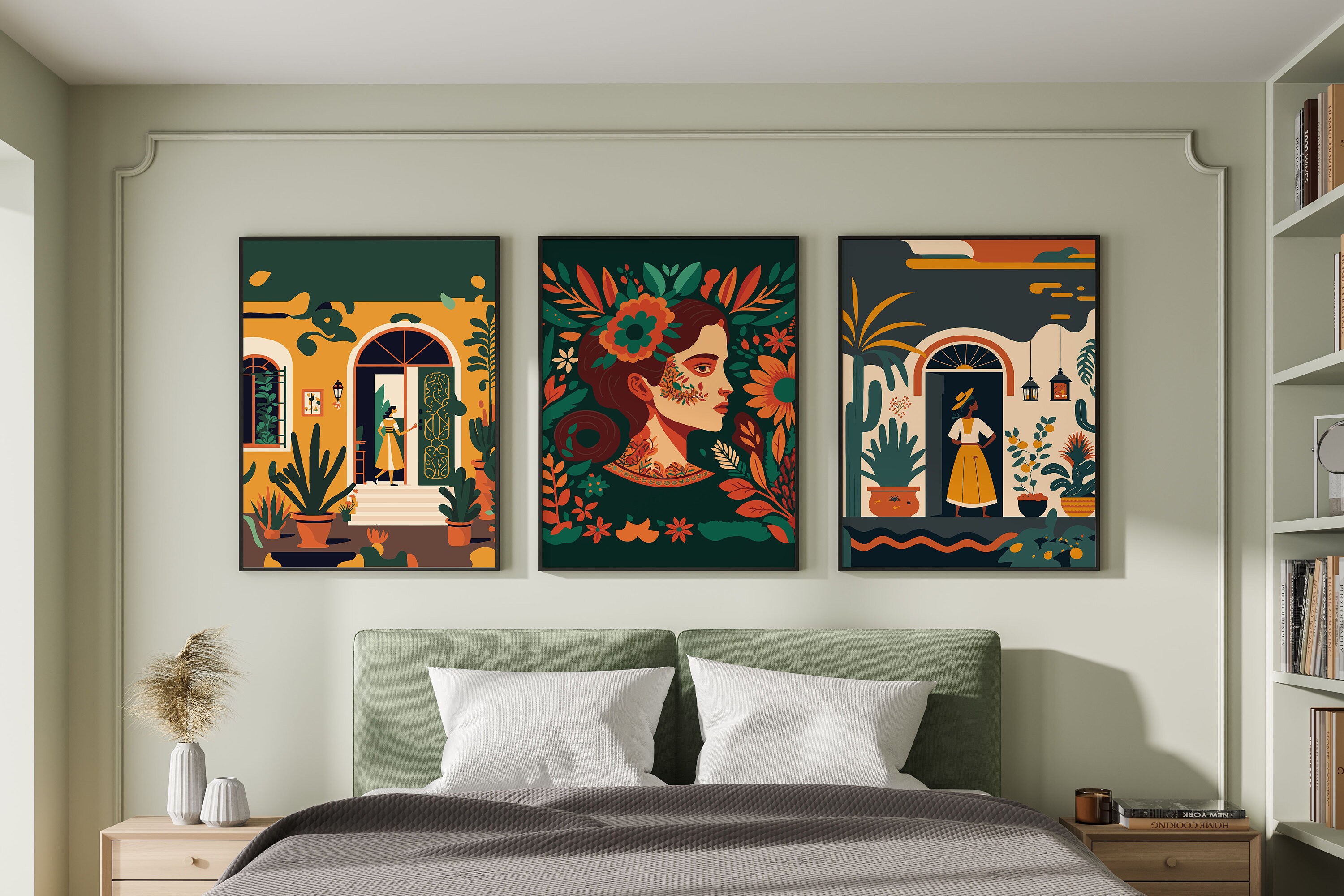 Mexico Ethno Motive Wall Art Set of 3 Prints , Minimalist Ethno Art ...