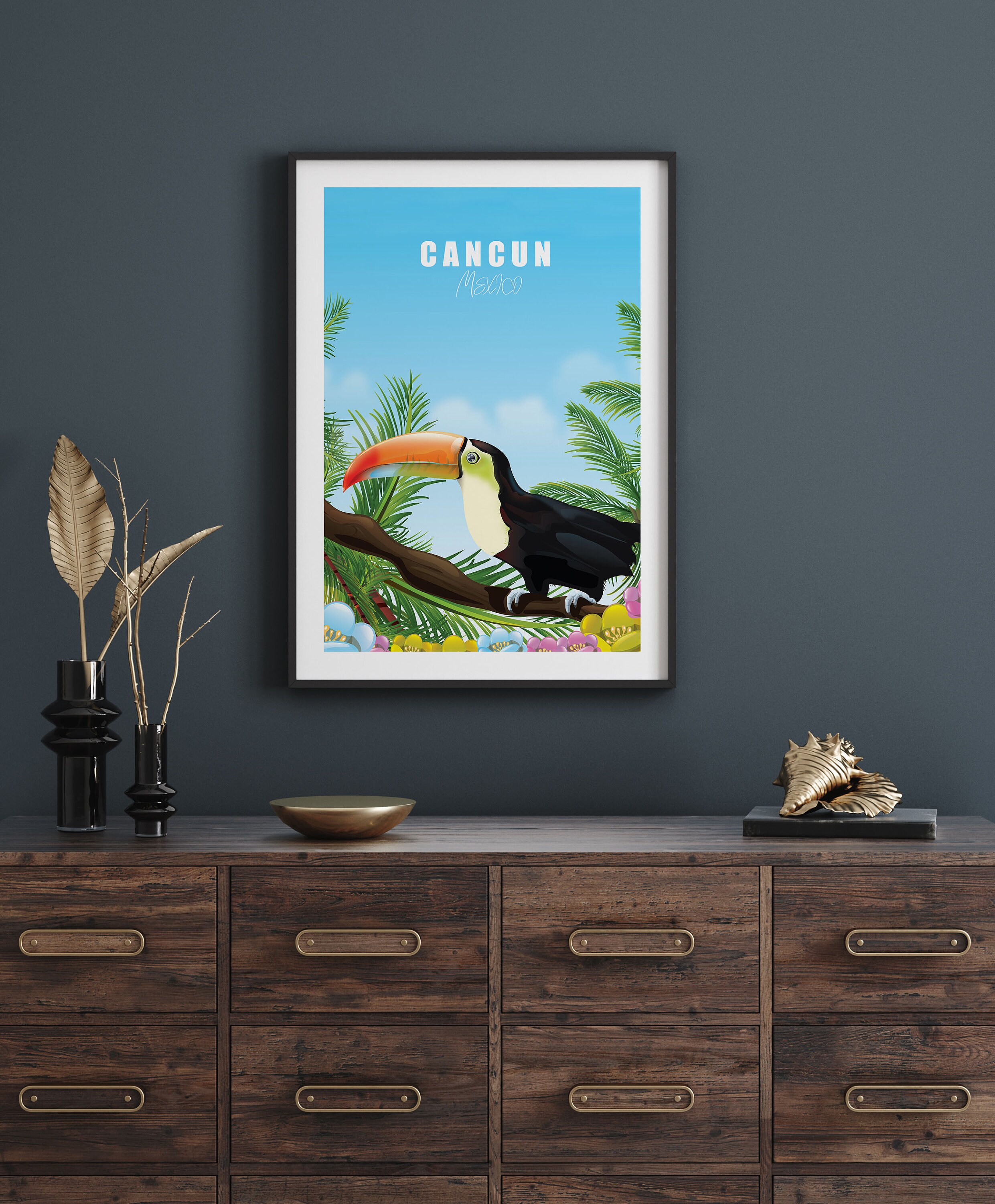 Cancun Print , Mexico Poster , Toucan Art Print - Etsy