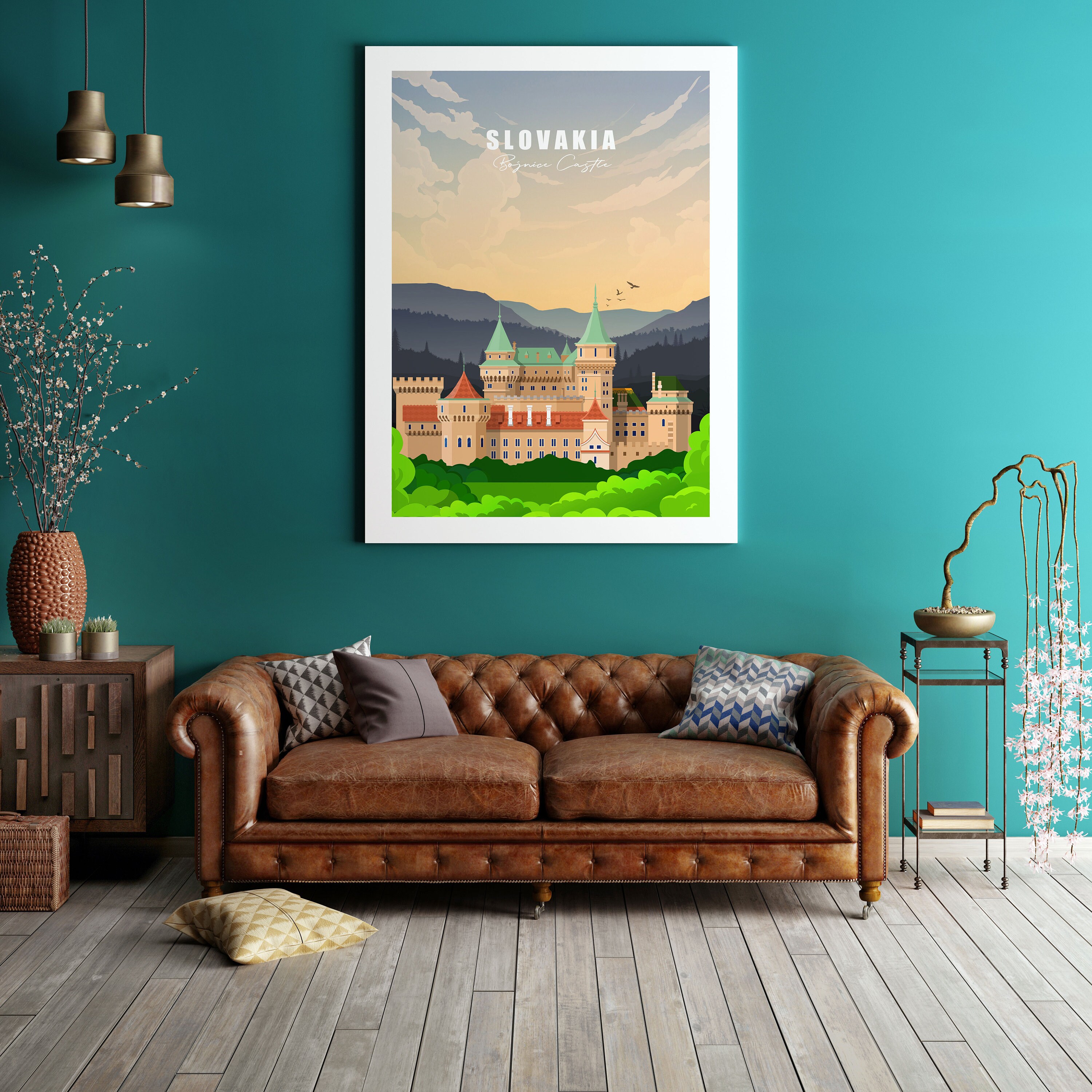 Slovakia Travel Poster Bojnice Castle Print - Etsy