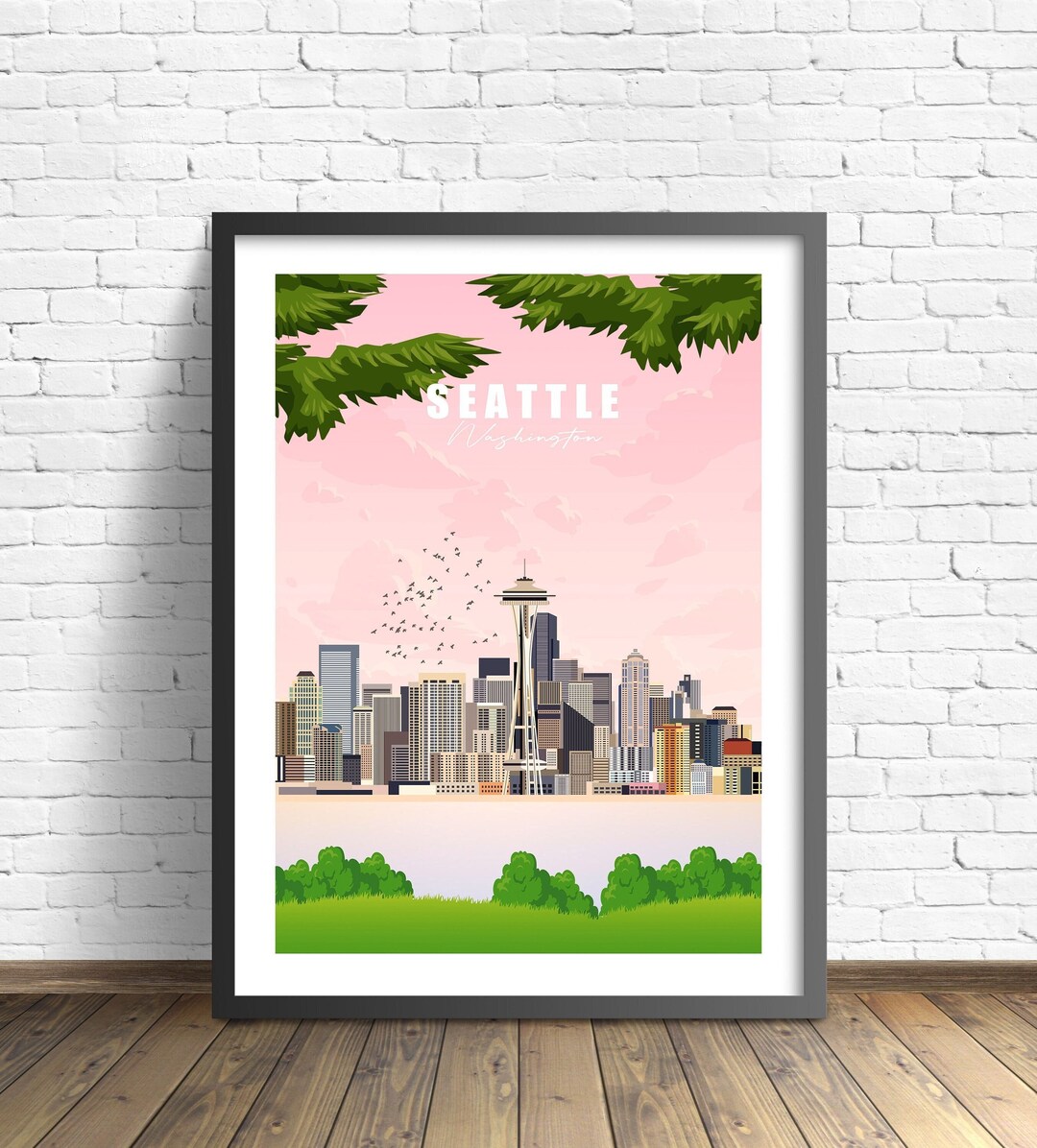 Seattle Print , Washington Poster , Travel Poster - Etsy
