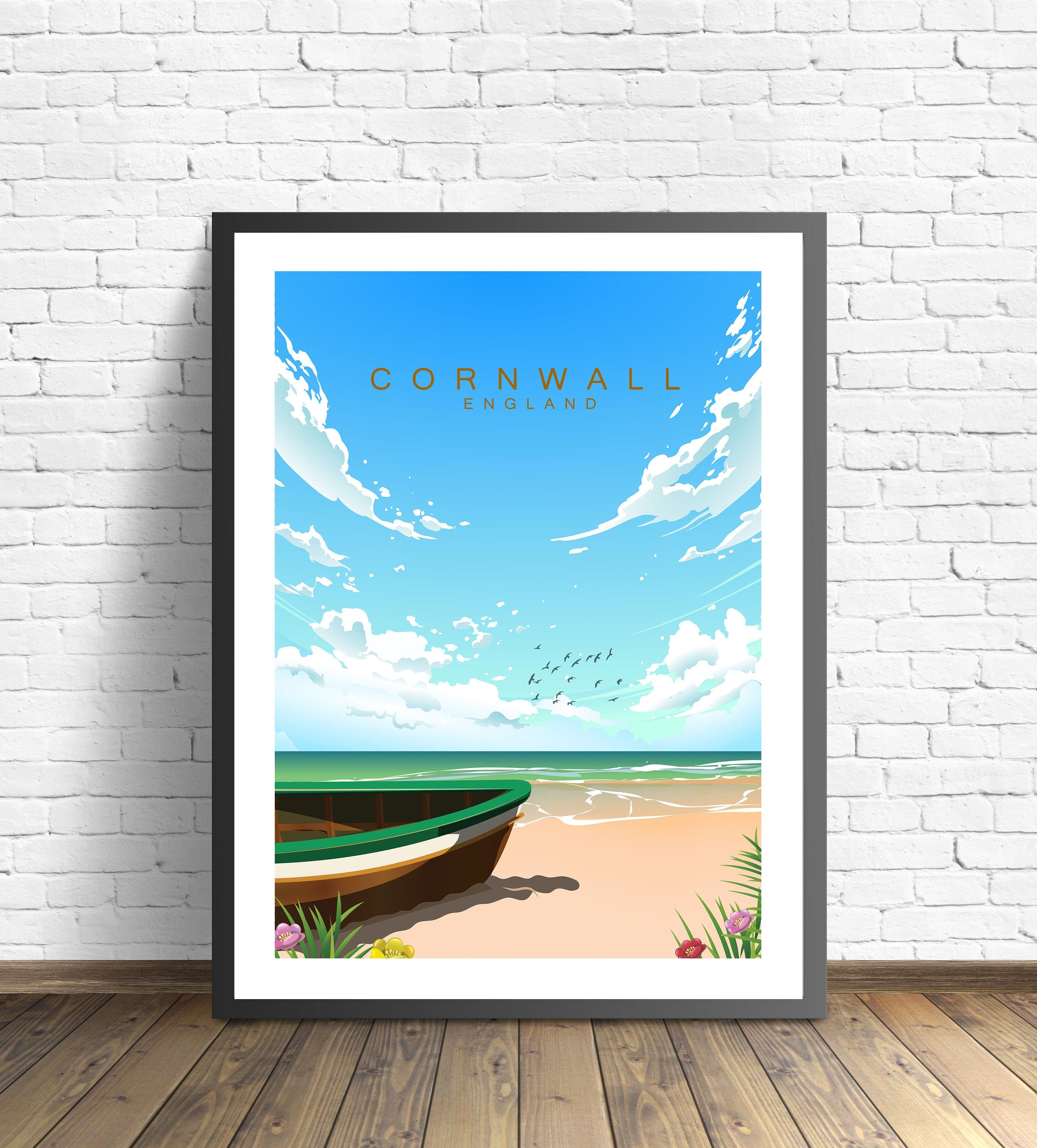 Cornwall Travel Poster , England Print - Etsy