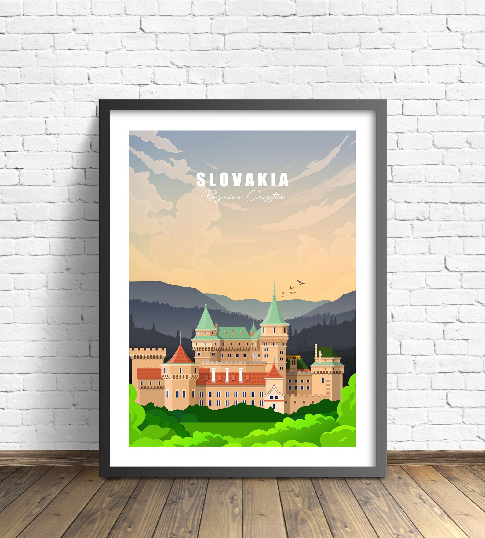 Slovakia Travel Poster Bojnice Castle Print - Etsy