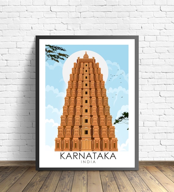 Karnataka Travel Poster India Print Hampi | Etsy
