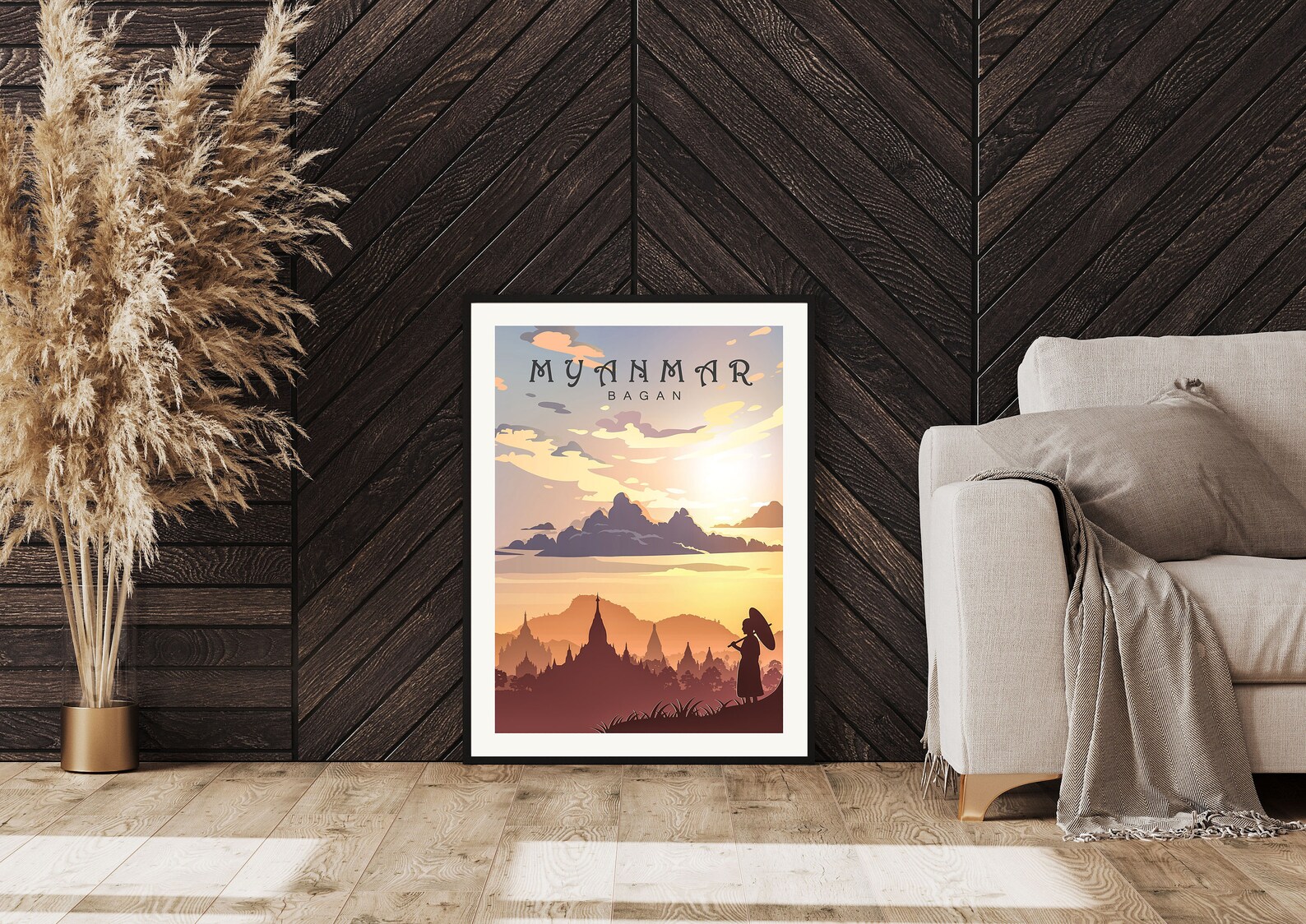 Myanmar Poster Bagan Print Burma Travel Poster - Etsy
