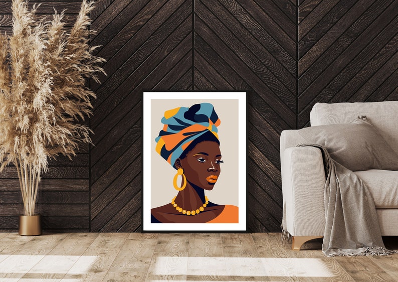 African Woman Portrait Poster Afro Ethnic Motive Print , African Woman ...