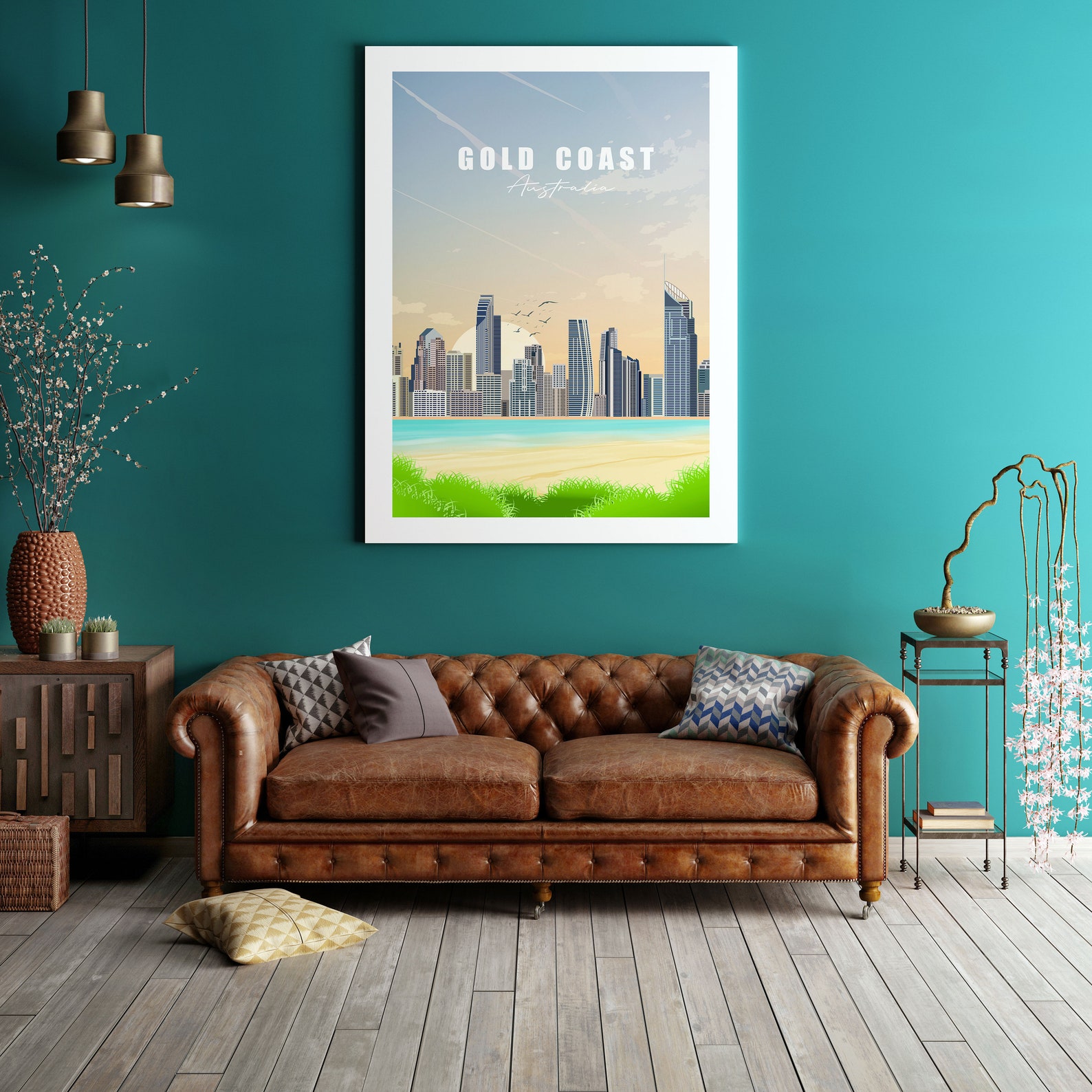 Gold Coast Travel Poster Australia Print Queensland Art - Etsy