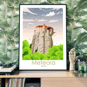 Meteora Travel Poster Greece Print | Etsy