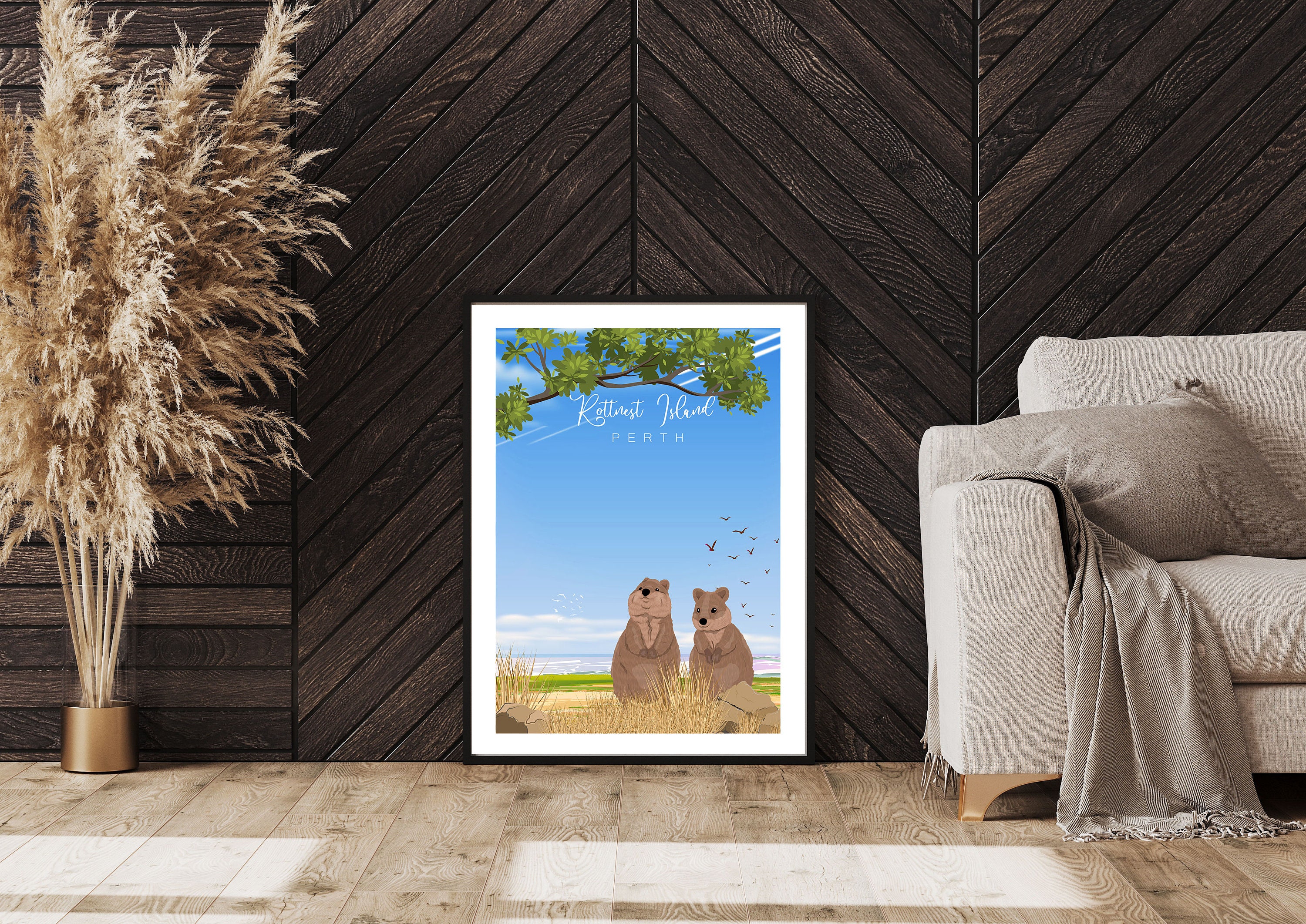 Rottnest Island Poster | Perth Travel Print | Quokka Wall Art - Etsy
