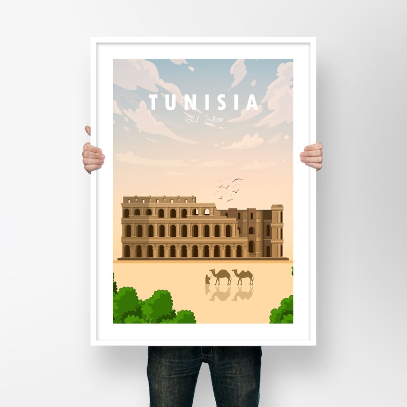 Tunisia Print El Jem Poster Travel Poster | Etsy