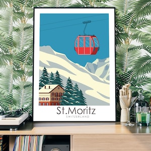 St Moritz Resort Poster , Switzerland Print | Ski Poster - Etsy