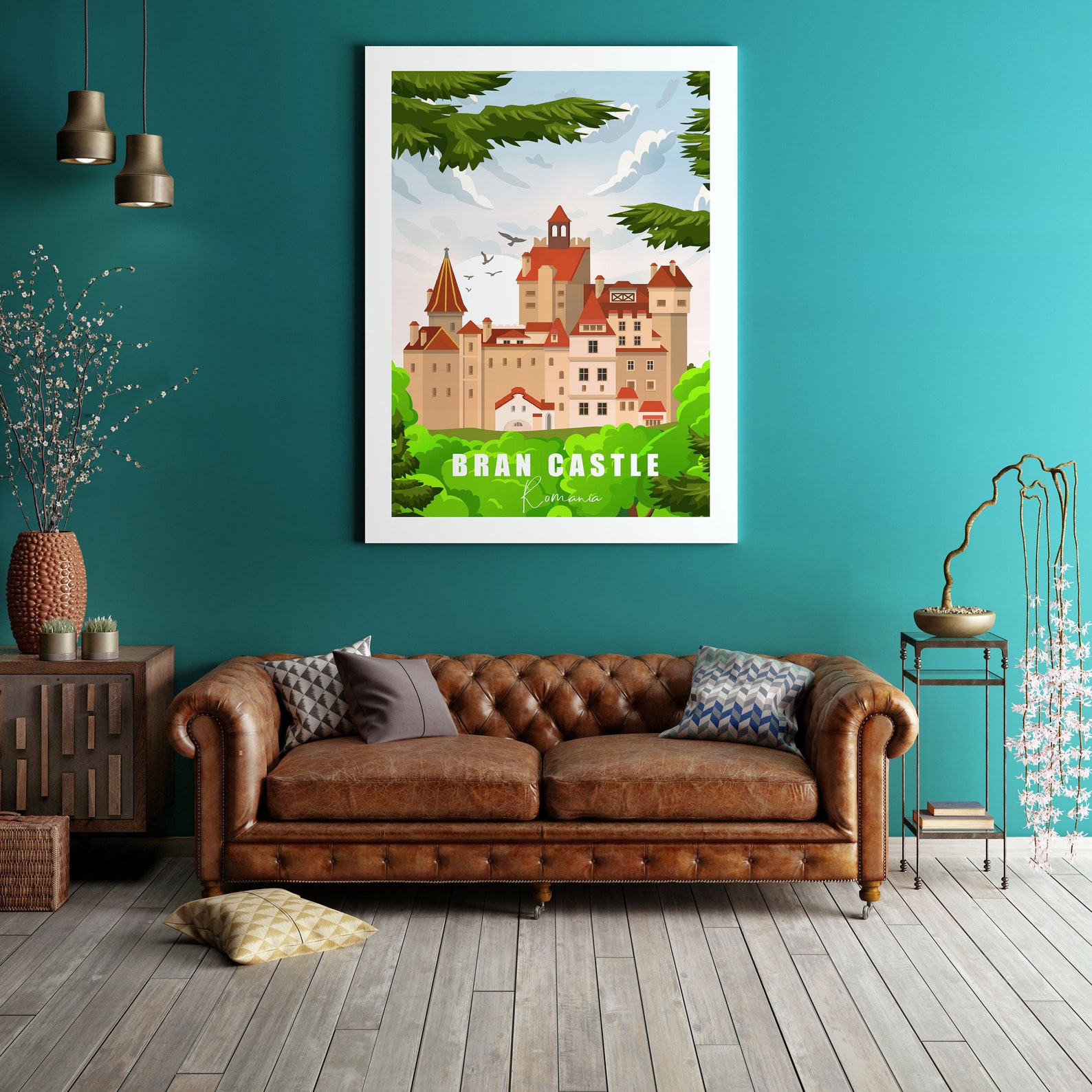 Bran Castle Travel Poster Draculas Castle Print - Etsy