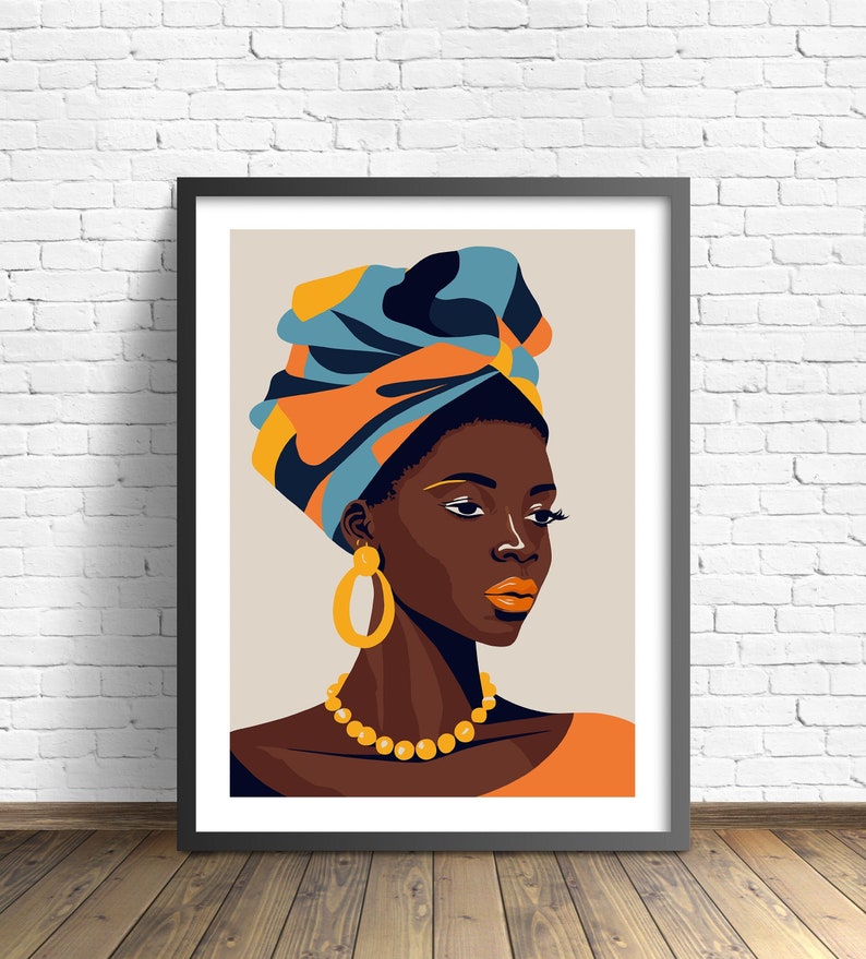 African Woman Portrait Poster Afro Ethnic Motive Print , African Woman ...