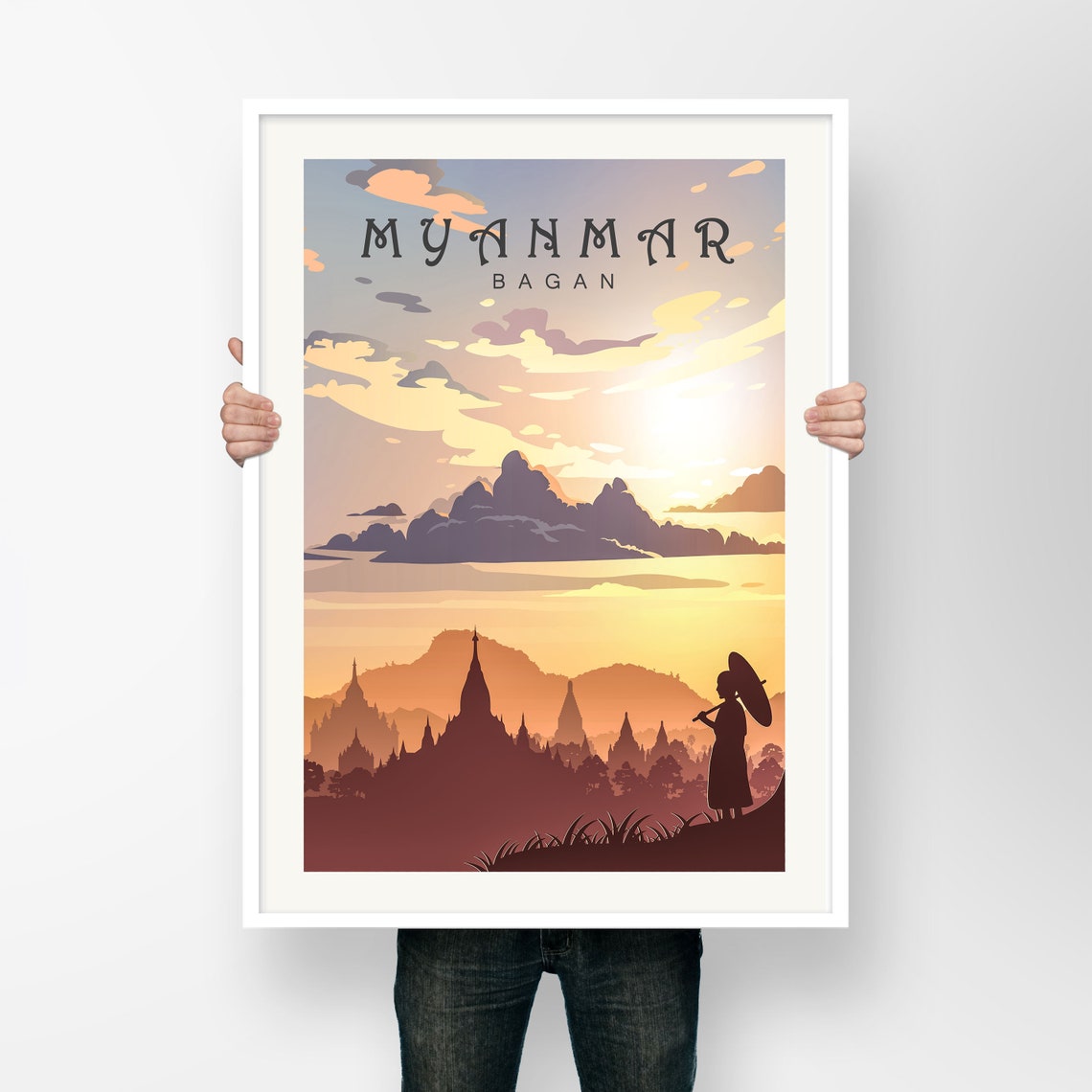 Myanmar Poster Bagan Print Burma Travel Poster - Etsy
