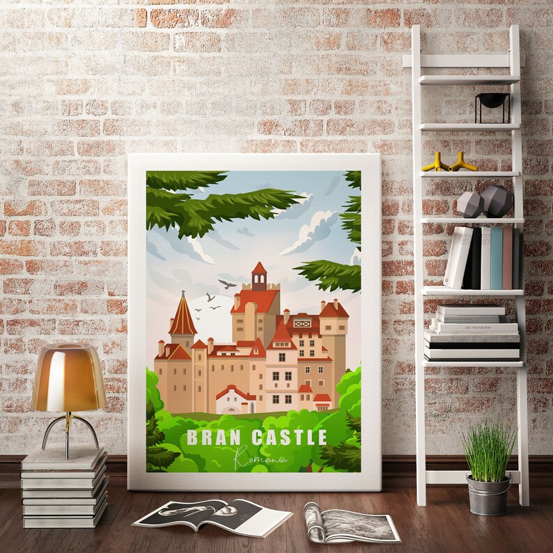 Bran Castle Travel Poster Draculas Castle Print - Etsy