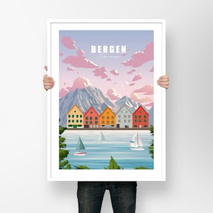 Bergen Print | Norway Poster | Travel Poster - Etsy