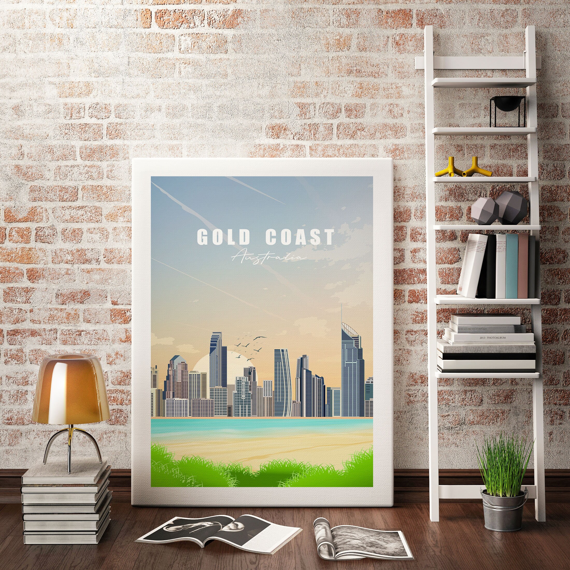 Gold Coast Travel Poster Australia Print Queensland Art - Etsy