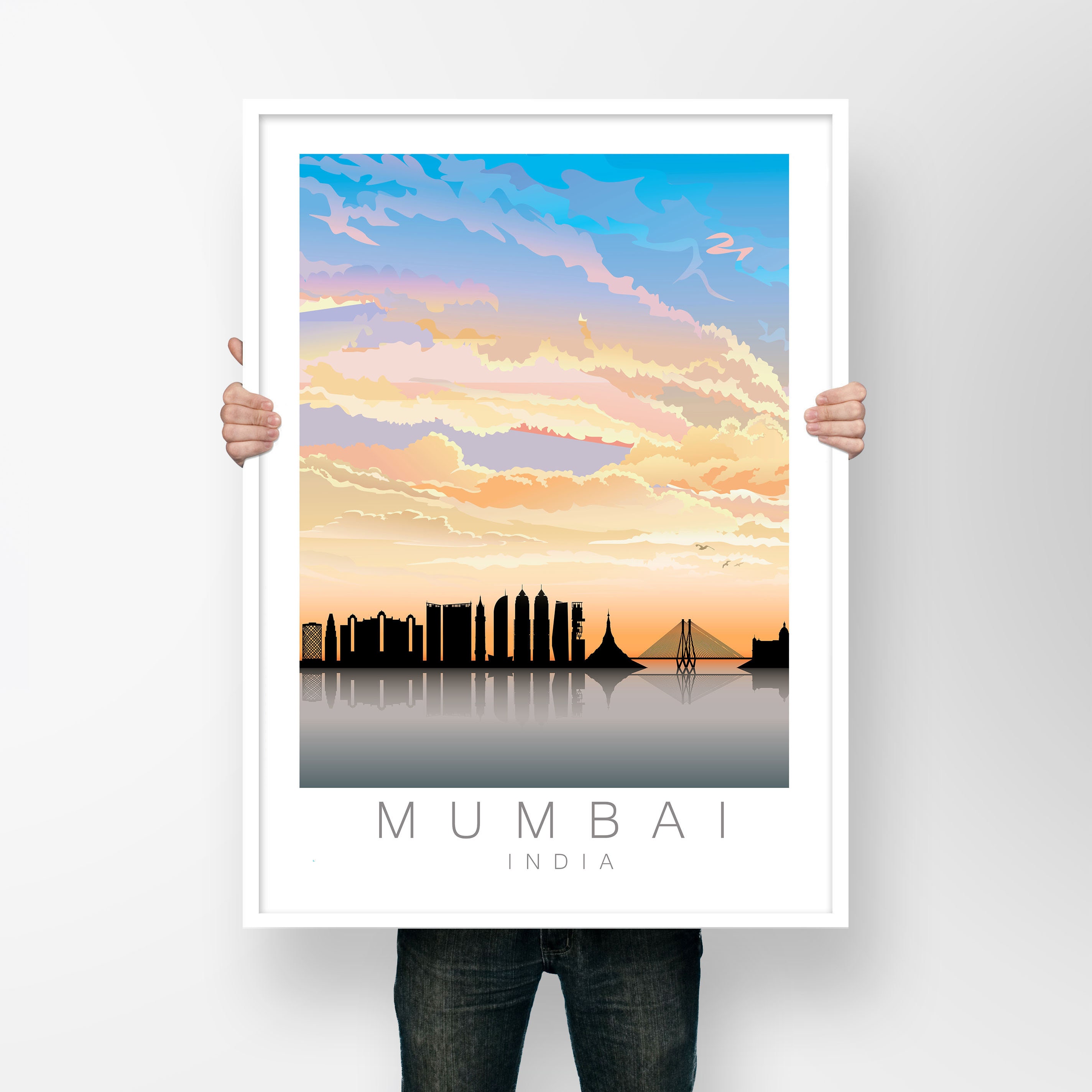Mumbai Poster India Print Travel Skyline - Etsy