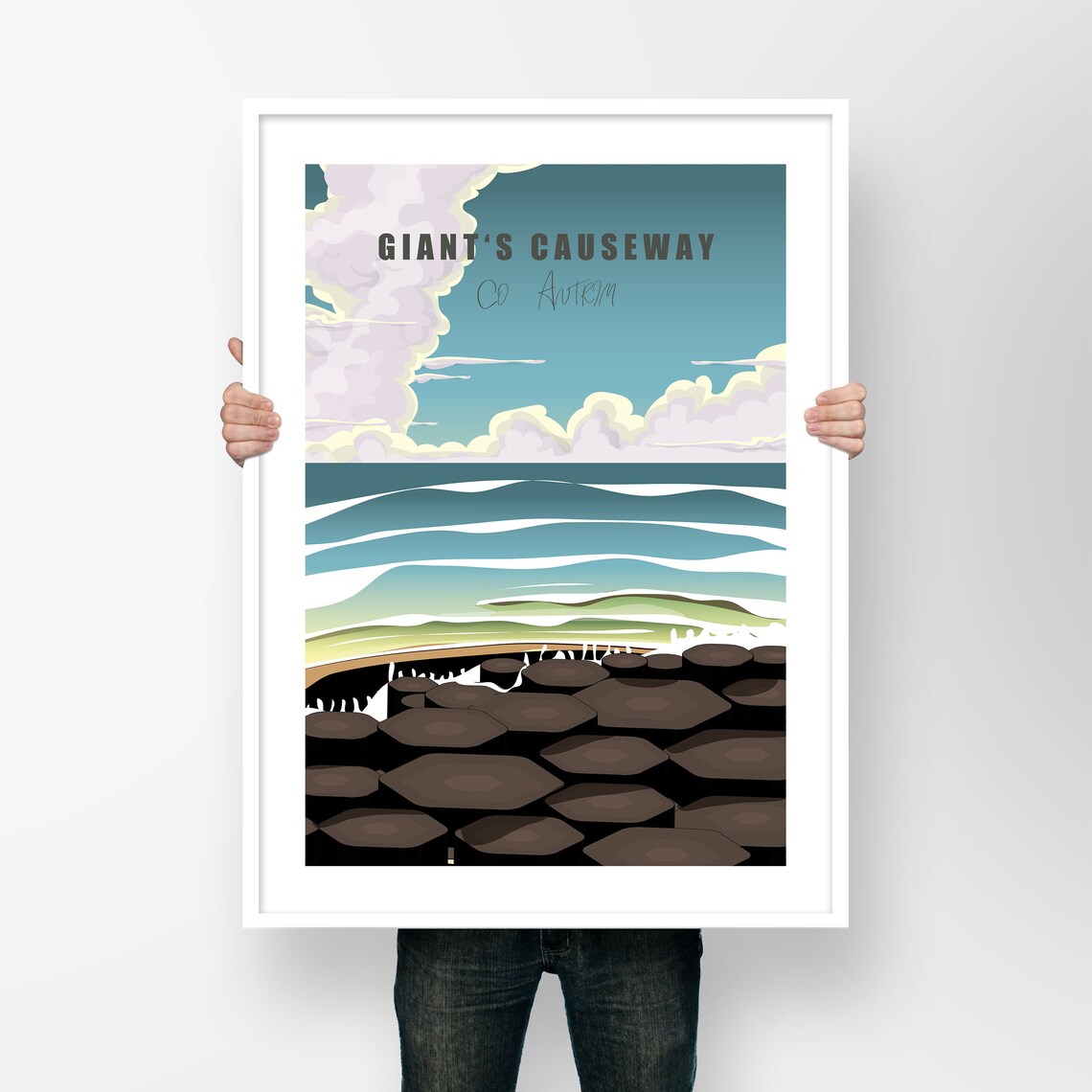 Giants Causeway Travel Print Northern Ireland Poster | Etsy