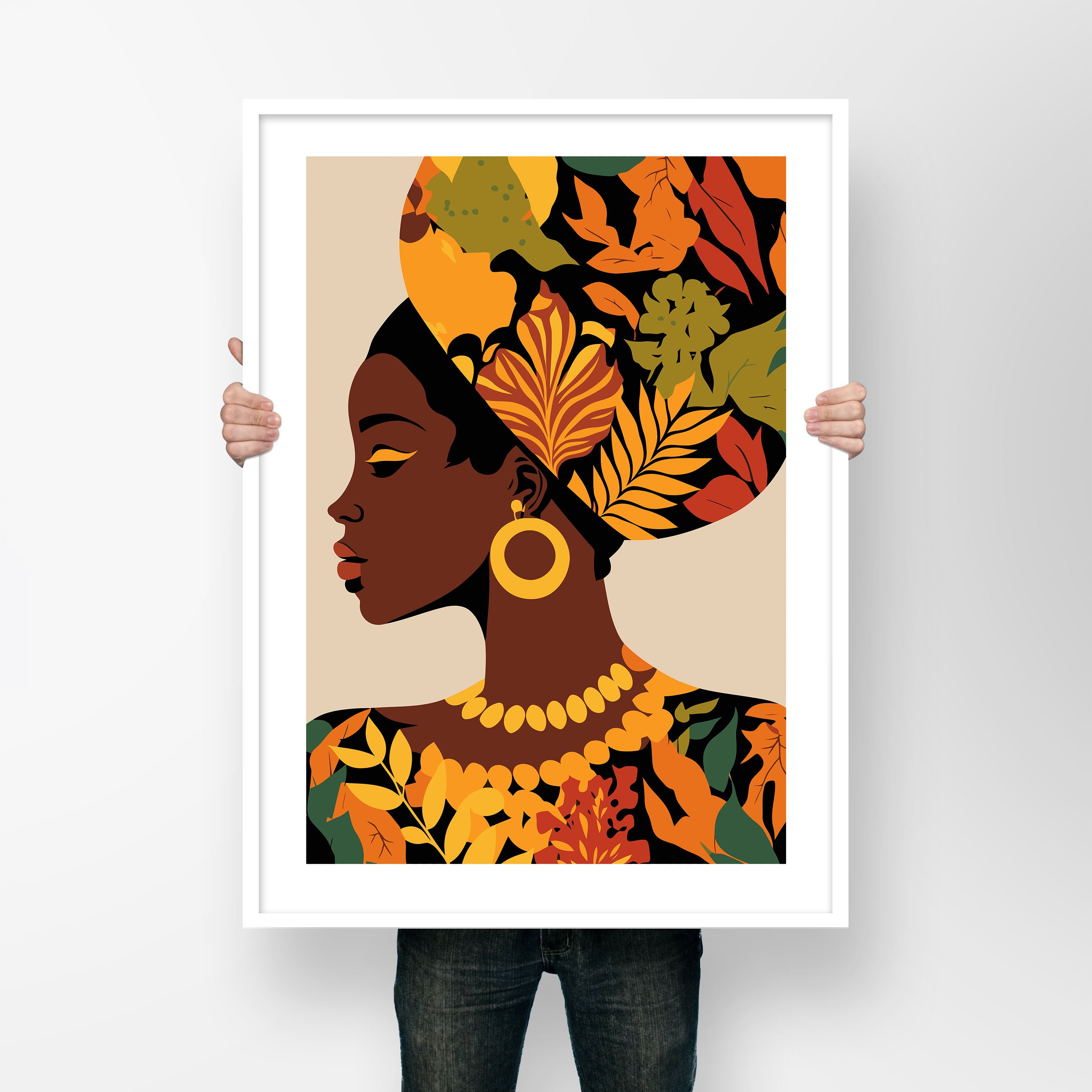 African Woman Portrait Poster Afro Ethnic Motive Print - Etsy