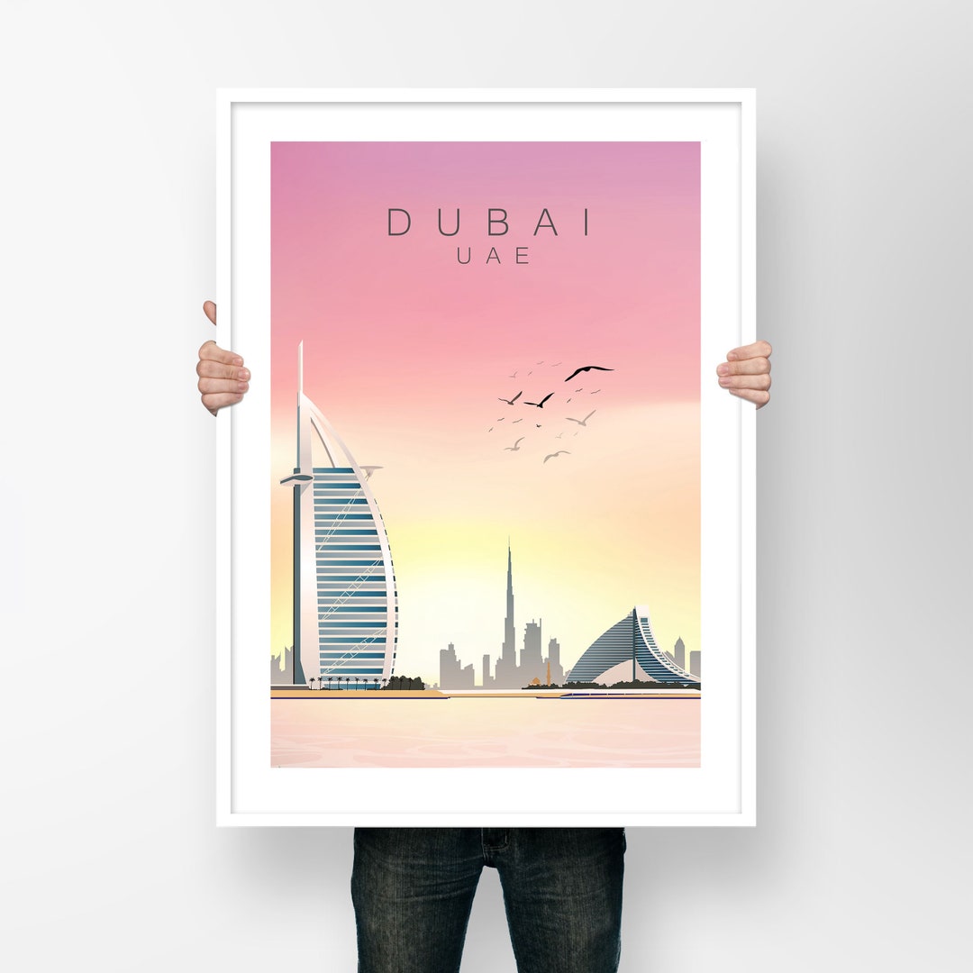 Dubai UAE Travel Poster , Burj Khalifa Print , UAE Art Print - Etsy