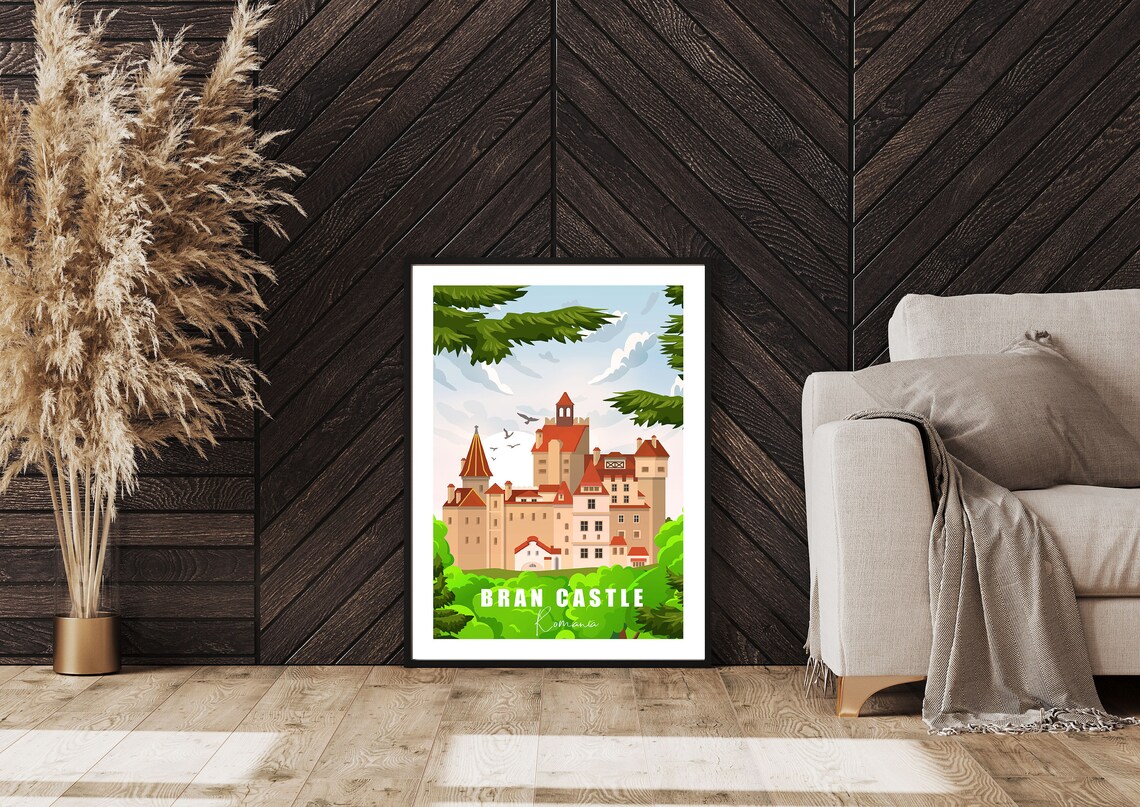 Bran Castle Travel Poster Draculas Castle Print - Etsy
