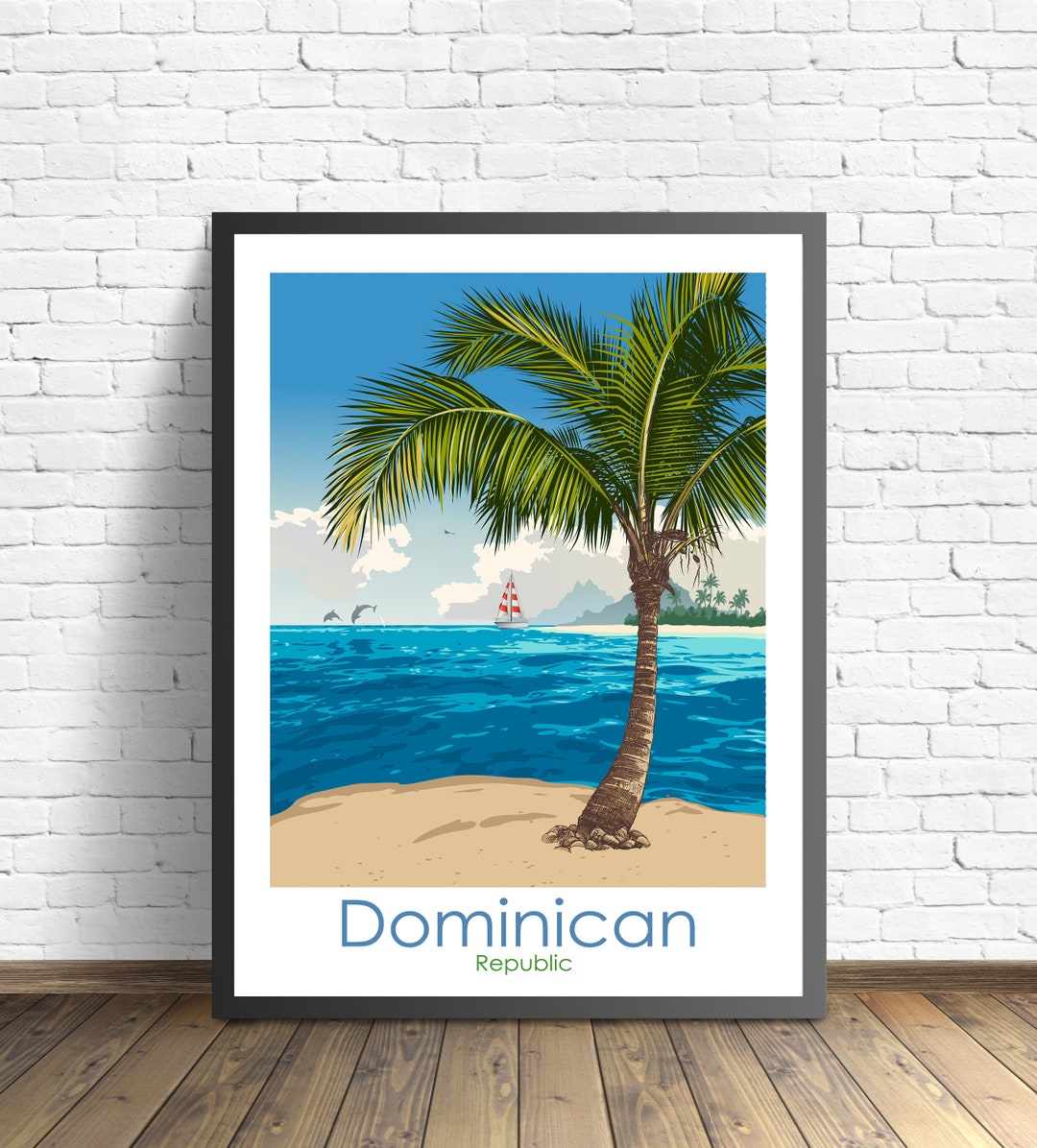 Dominican Republic Travel Poster , Caribbean Print - Etsy
