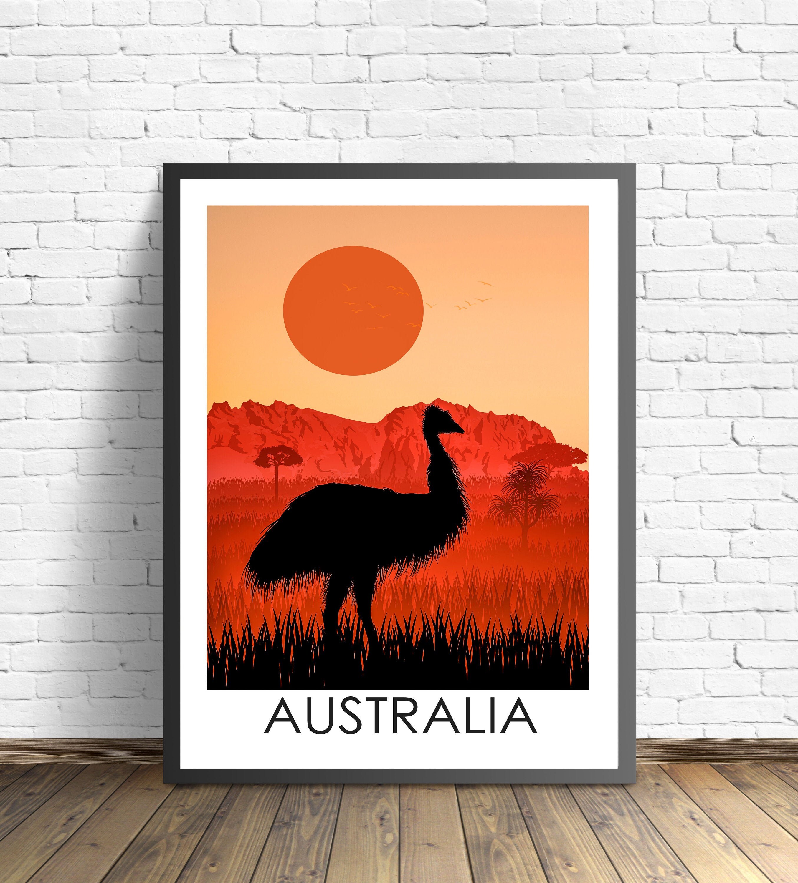 Australia Emu Travel Print Uluru Poster - Etsy