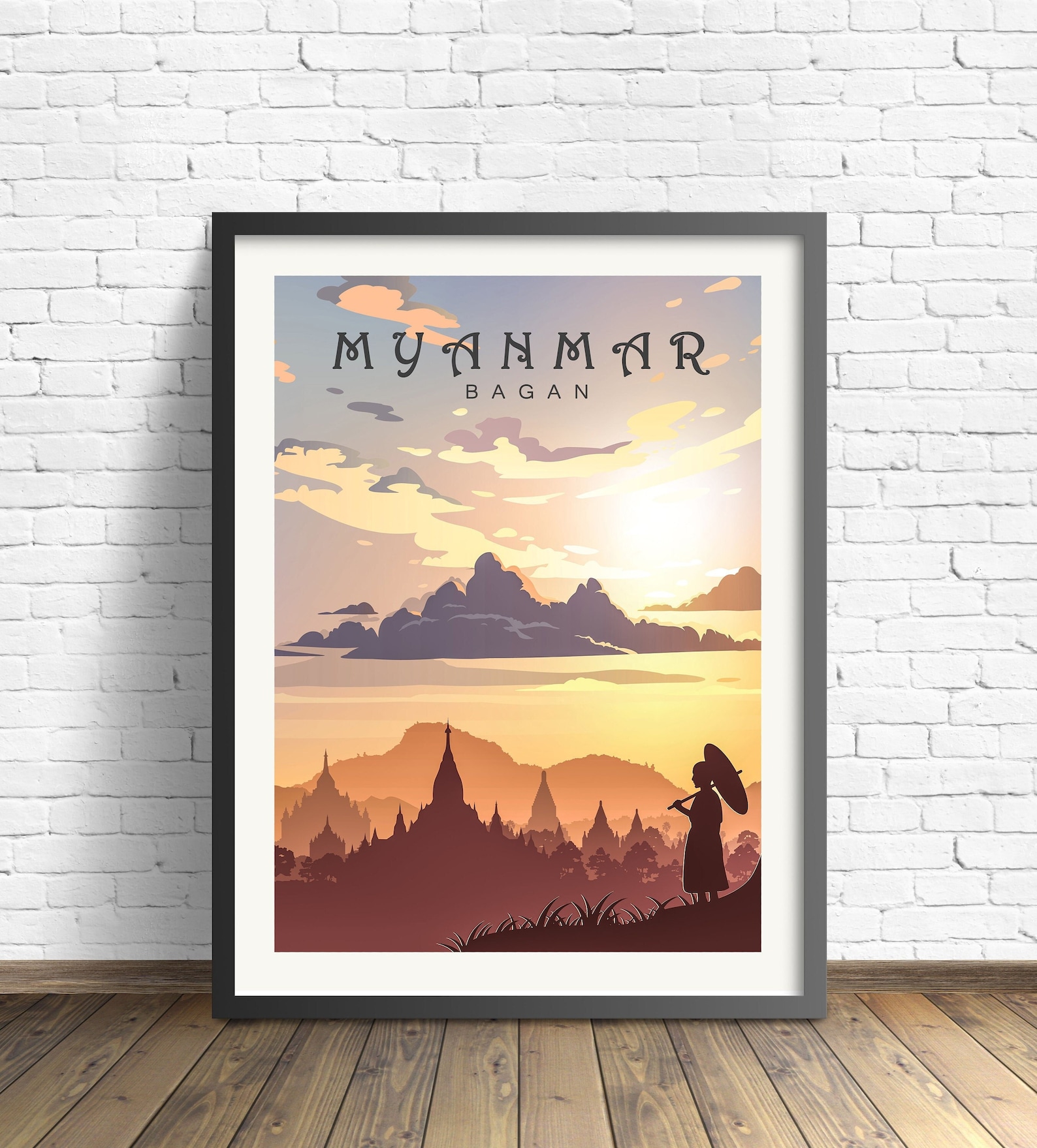 Myanmar Poster Bagan Print Burma Travel Poster - Etsy