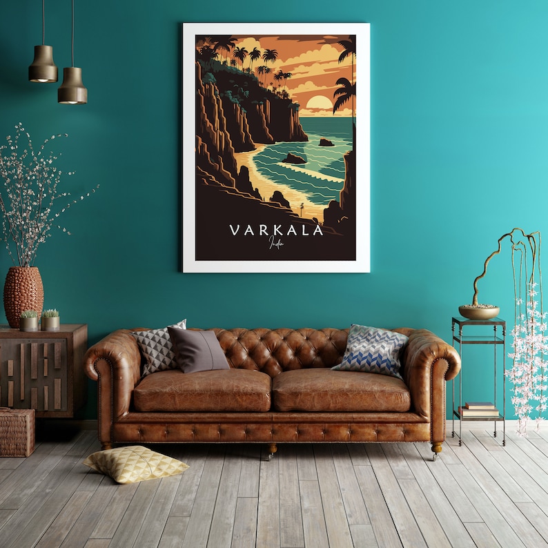 Varkala Travel Poster India Print Kerala Wall Art - Etsy