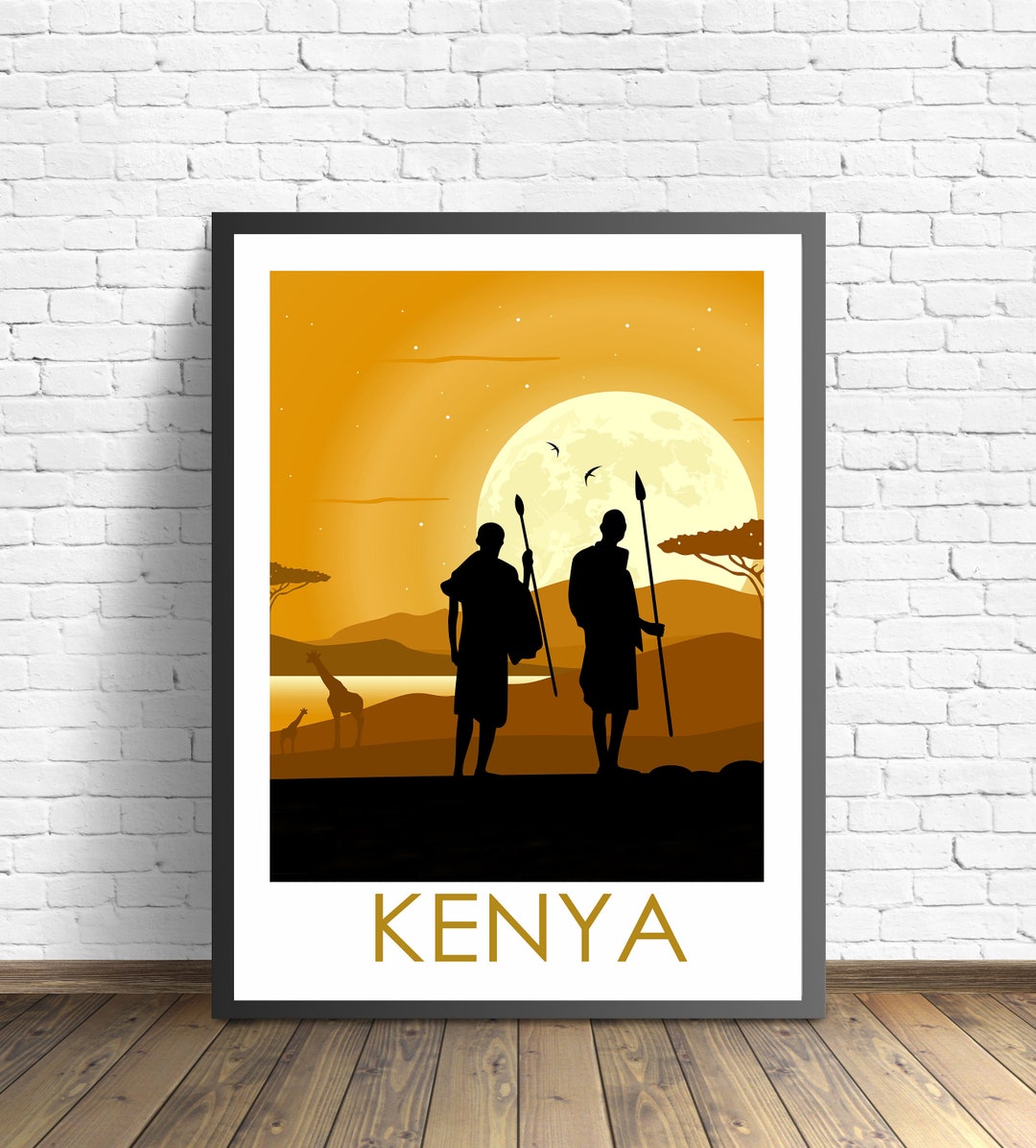 Kenya Travel Poster | Masai Warrior Print | Africa Art Print | Nairobi ...