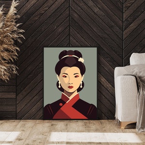 Chinese Woman Portrait Poster | Chinese Ethnic Motive Print | Female ...
