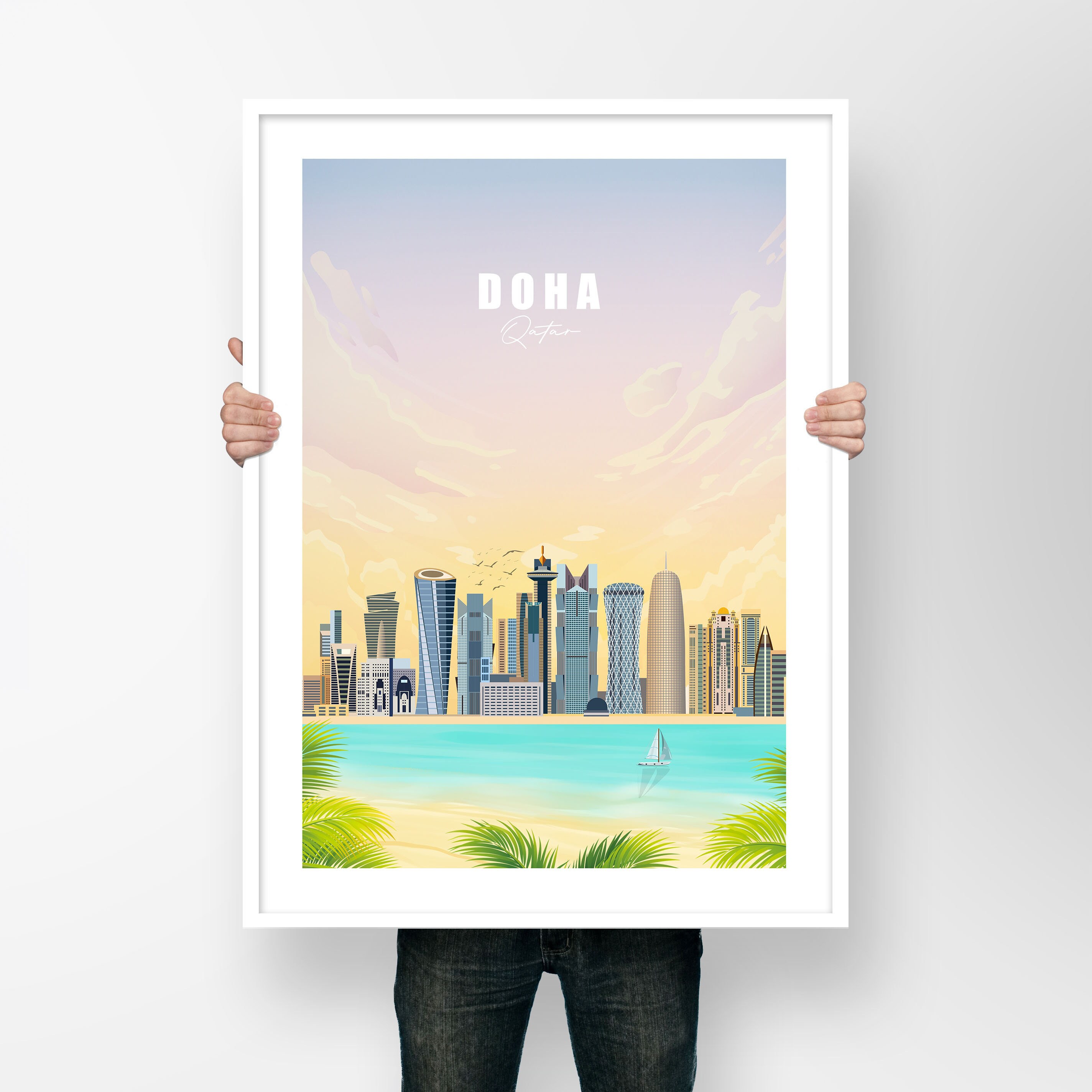 Doha Travel Poster | Qatar Art Print - Etsy