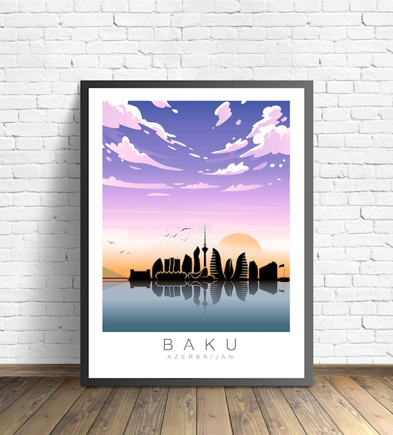 Baku Travel Print Azerbaijan Poster | Etsy