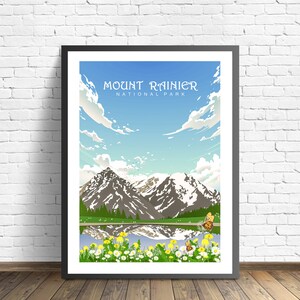 Mount Rainier National Park Travel Poster , Washington Print - Etsy