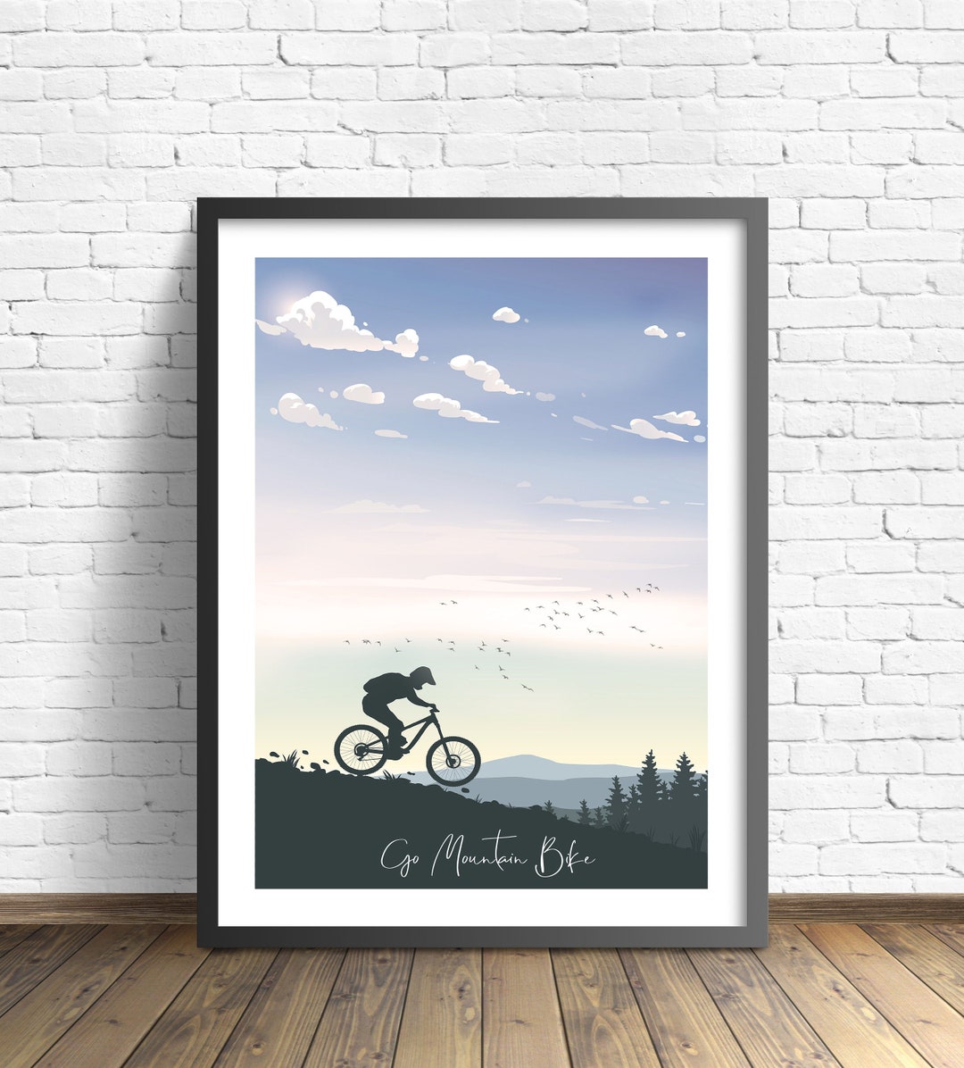 Go Mountain Biking Print , Mountain Bike Poster , MTB Trail Poster - Etsy